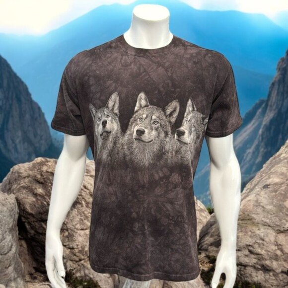 The Mountain | Shirts | The Mountain Brown Tie Dye Three Wolves Wolf Short Sleeve Graphic Tshirt ...
